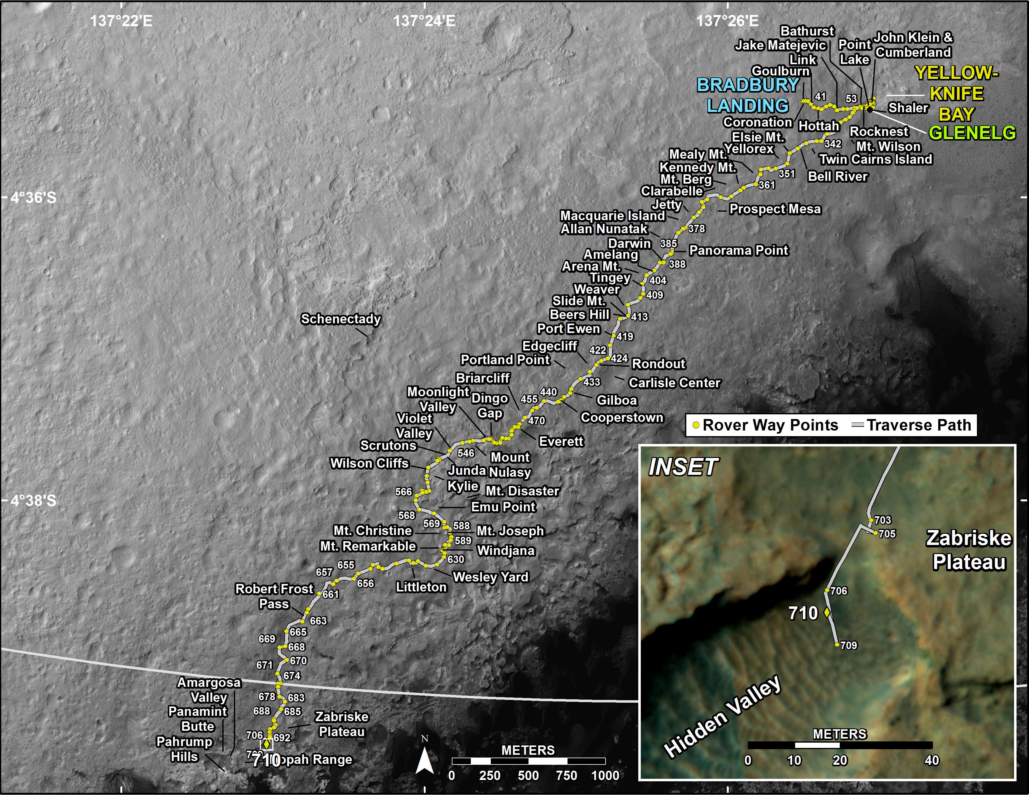 Curiosity's Traverse Map Through Sol 710 – NASA Mars Exploration